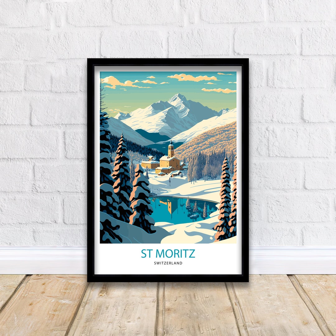 St Moritz Travel Print | St Moritz Poster | Travel Poster | St Moritz ...