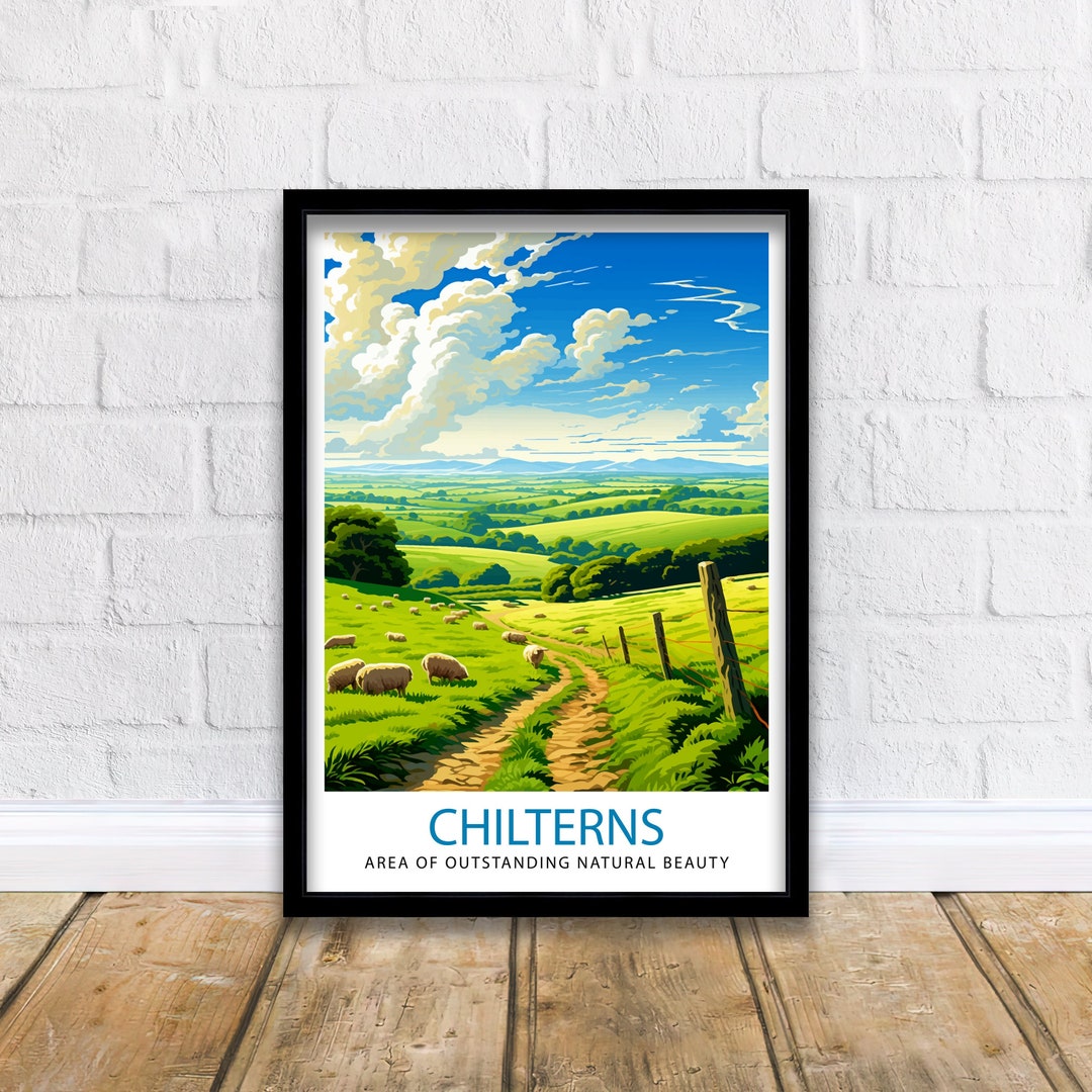 Chilterns AONB Print English Countryside Art Chilterns Landscape Poster ...