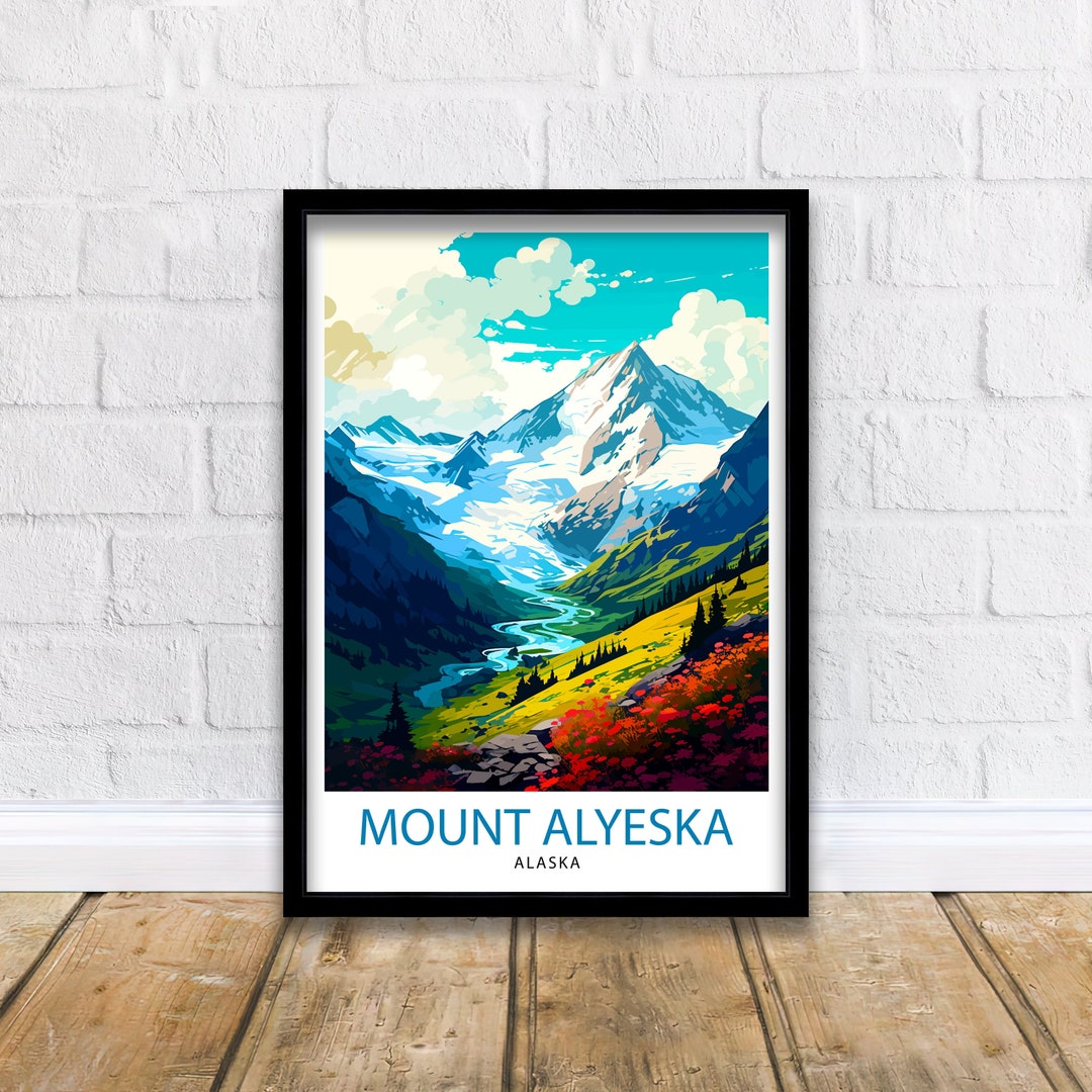 Mount Alyeska Alaska Travel Print| Mount Alyeska Wall Decor Mount ...