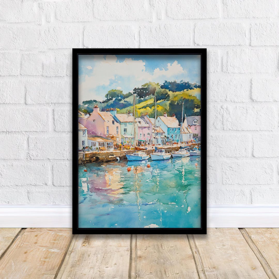 Salcombe Watercolor Painting Cornwall Coastal Art Salcombe Print Scenic ...