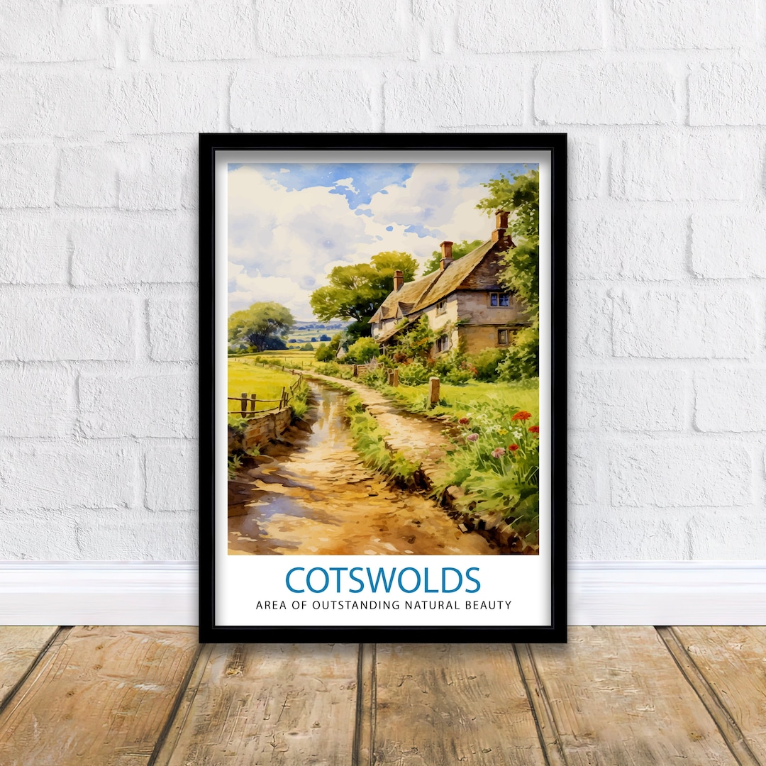 Cotswolds Travel Print Cotswolds Wall Art Cotswolds Illustration Travel ...