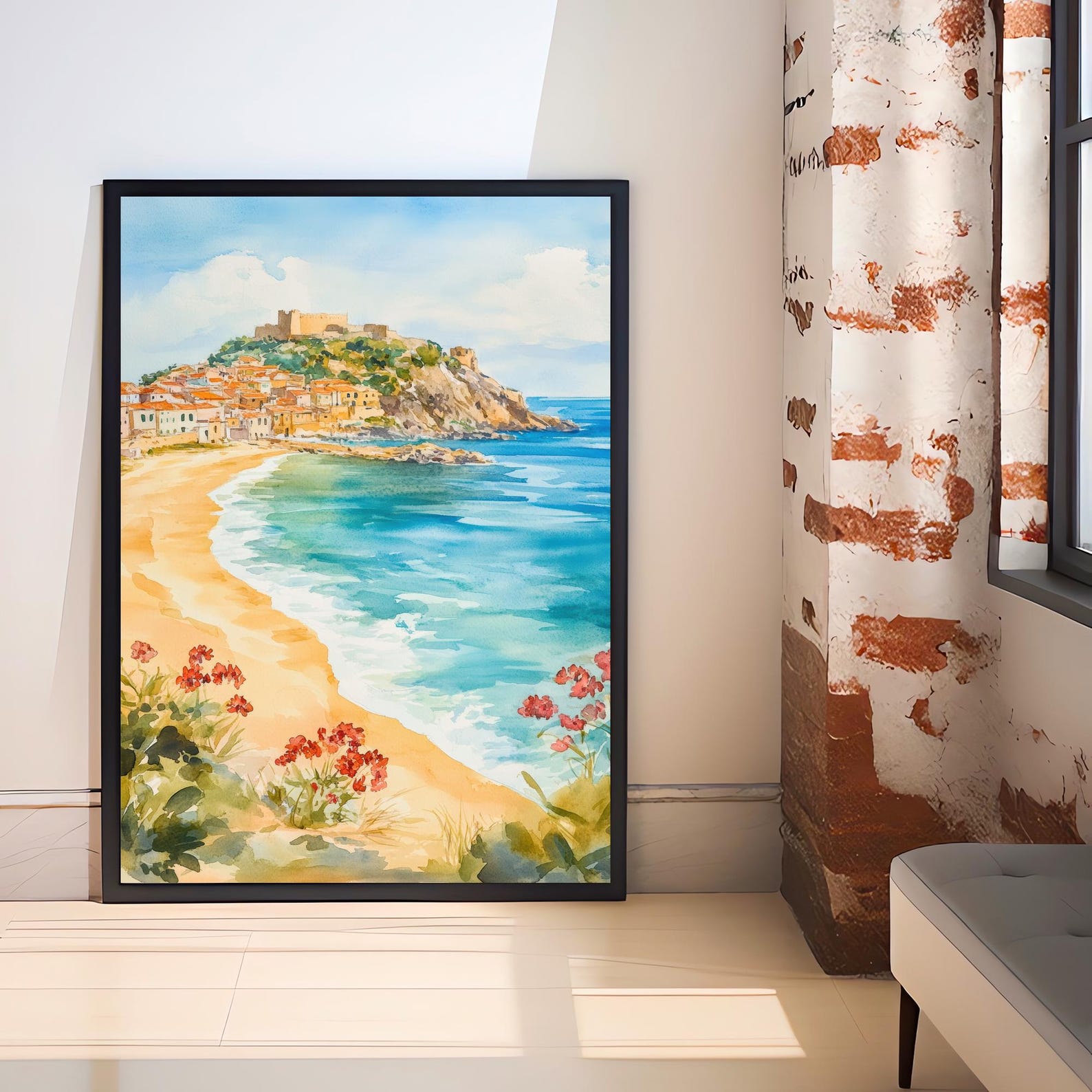 Sardinia Watercolor Painting Italian Island Art Sardinia Print Scenic ...