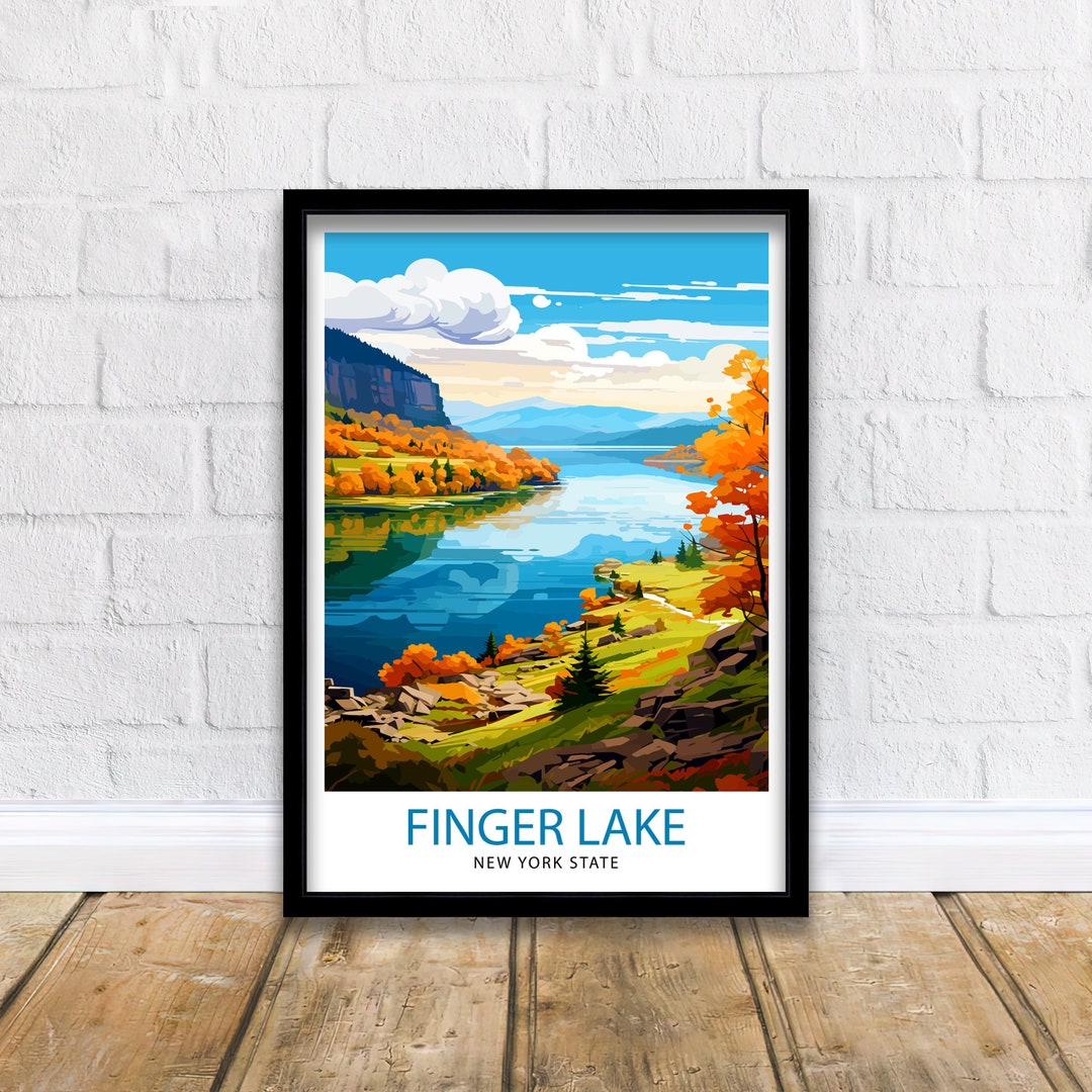 Finger Lakes New York State Travel Print| Finger Lakes Wall Decor ...