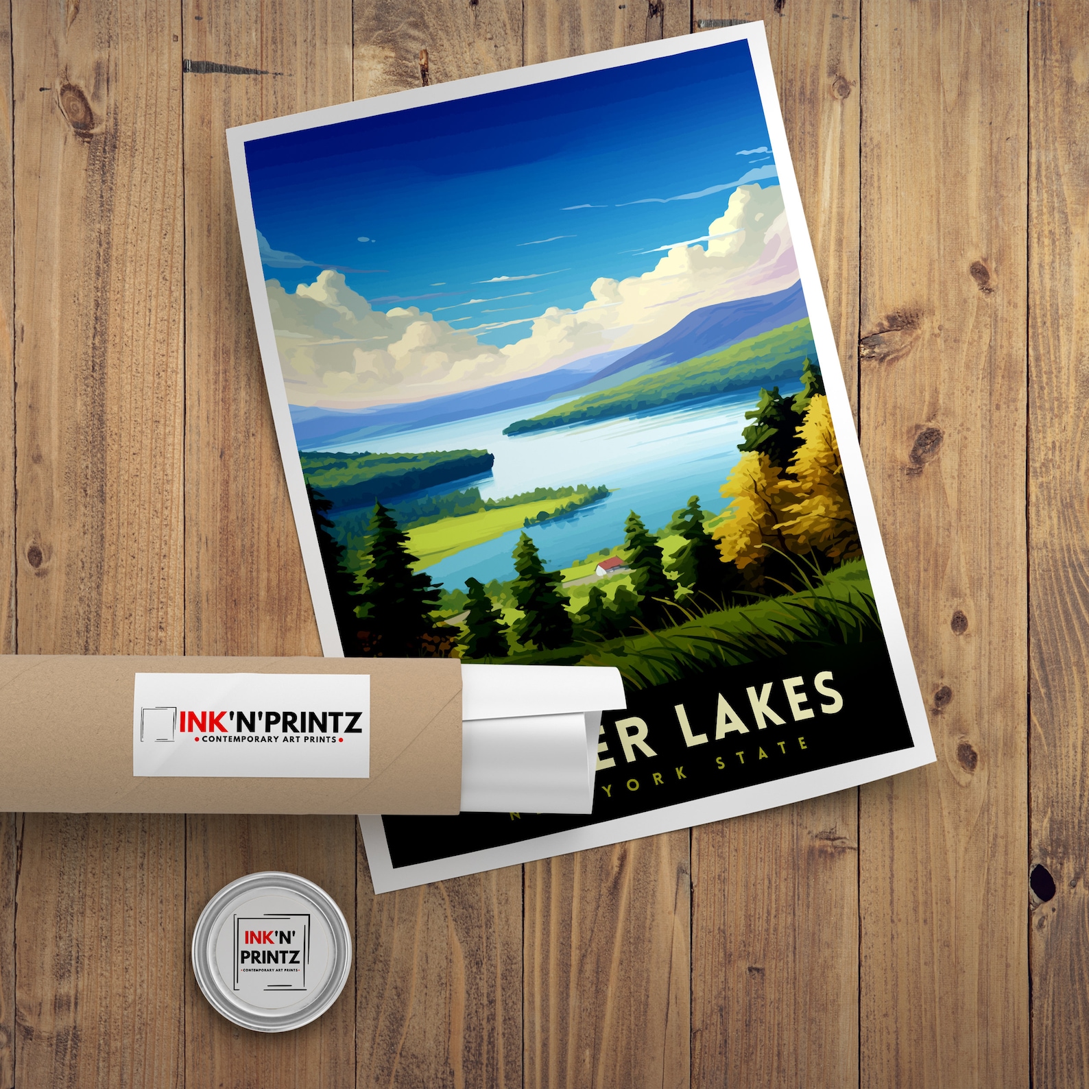 Finger Lakes New York State Travel Print| Finger Lakes Wall Decor ...