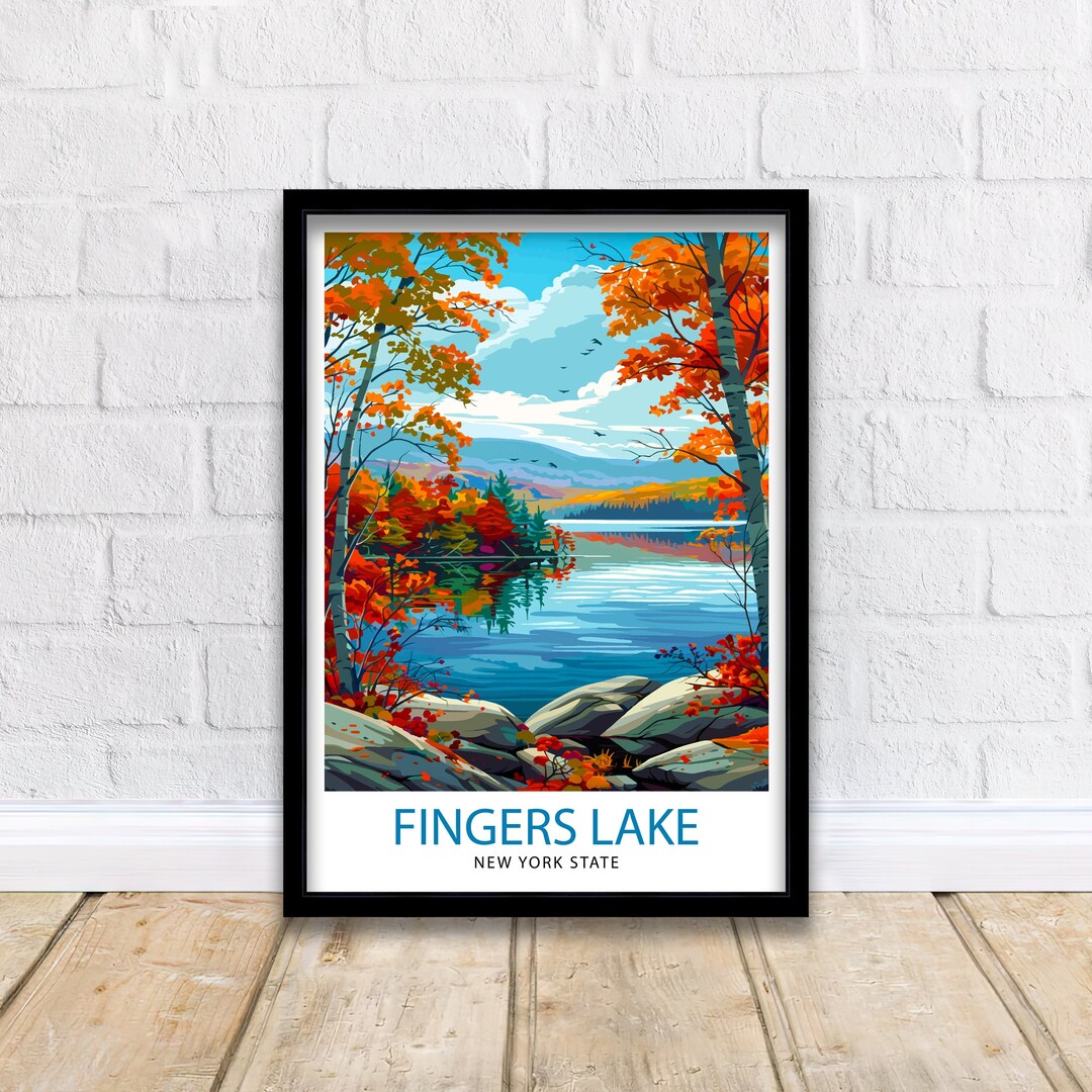 Finger Lakes New York State Travel Print| Finger Lakes Wall Decor ...