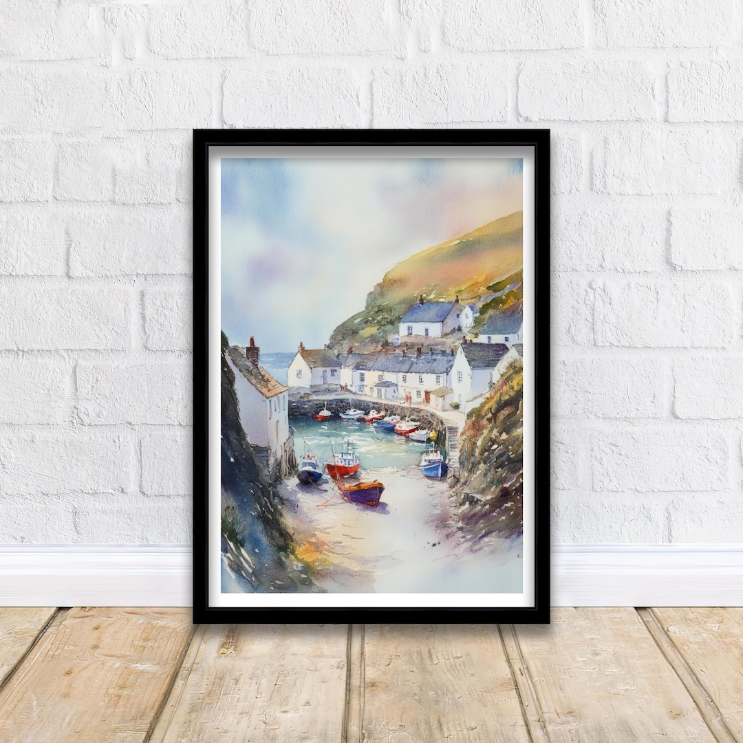 Port Isaac Cornwall Watercolor Travel Print Wall Decor Wall Art Port ...