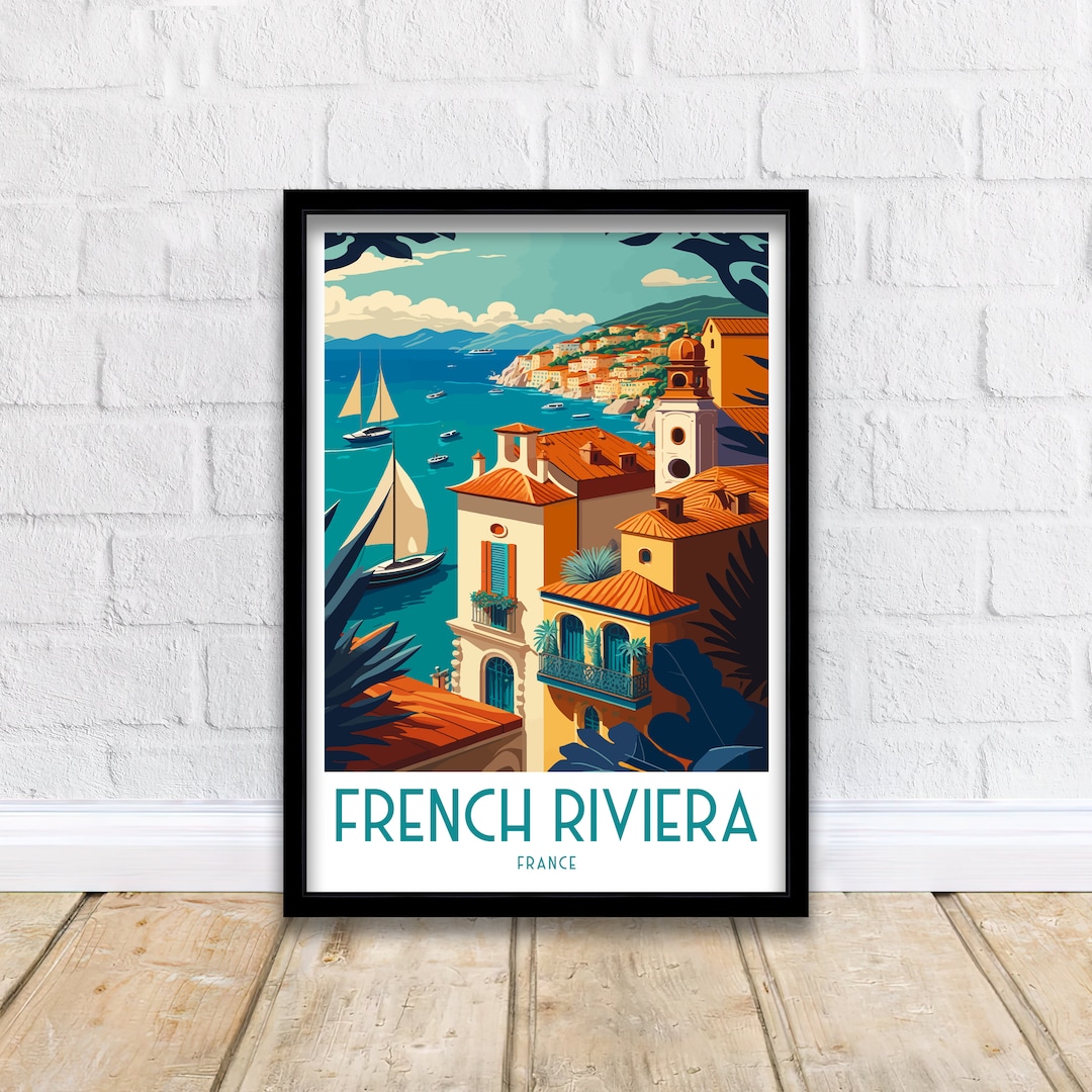 French Riviera Travel Print - French Riviera Wall Decor French Riviera ...