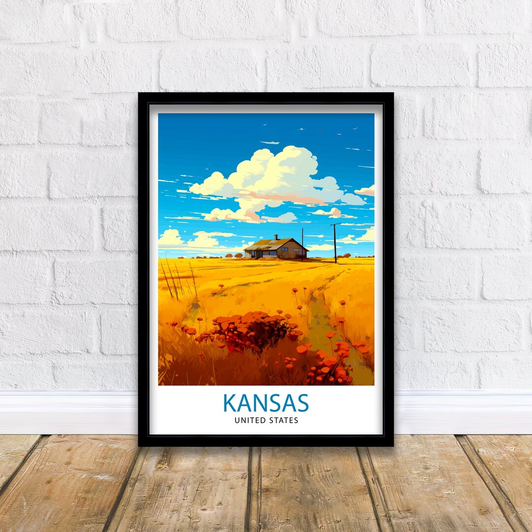 Kansas USA Travel Print| Kansas Wall Decor Kansas Poster USA Travel ...