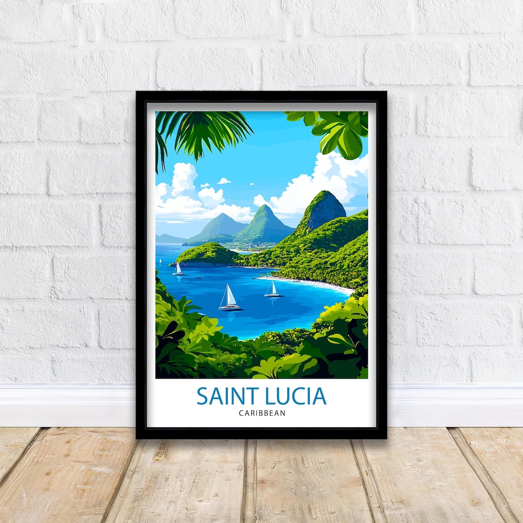 St. Lucia Caribbean Travel Print Wall Decor Wall Art St. Lucia Wall ...