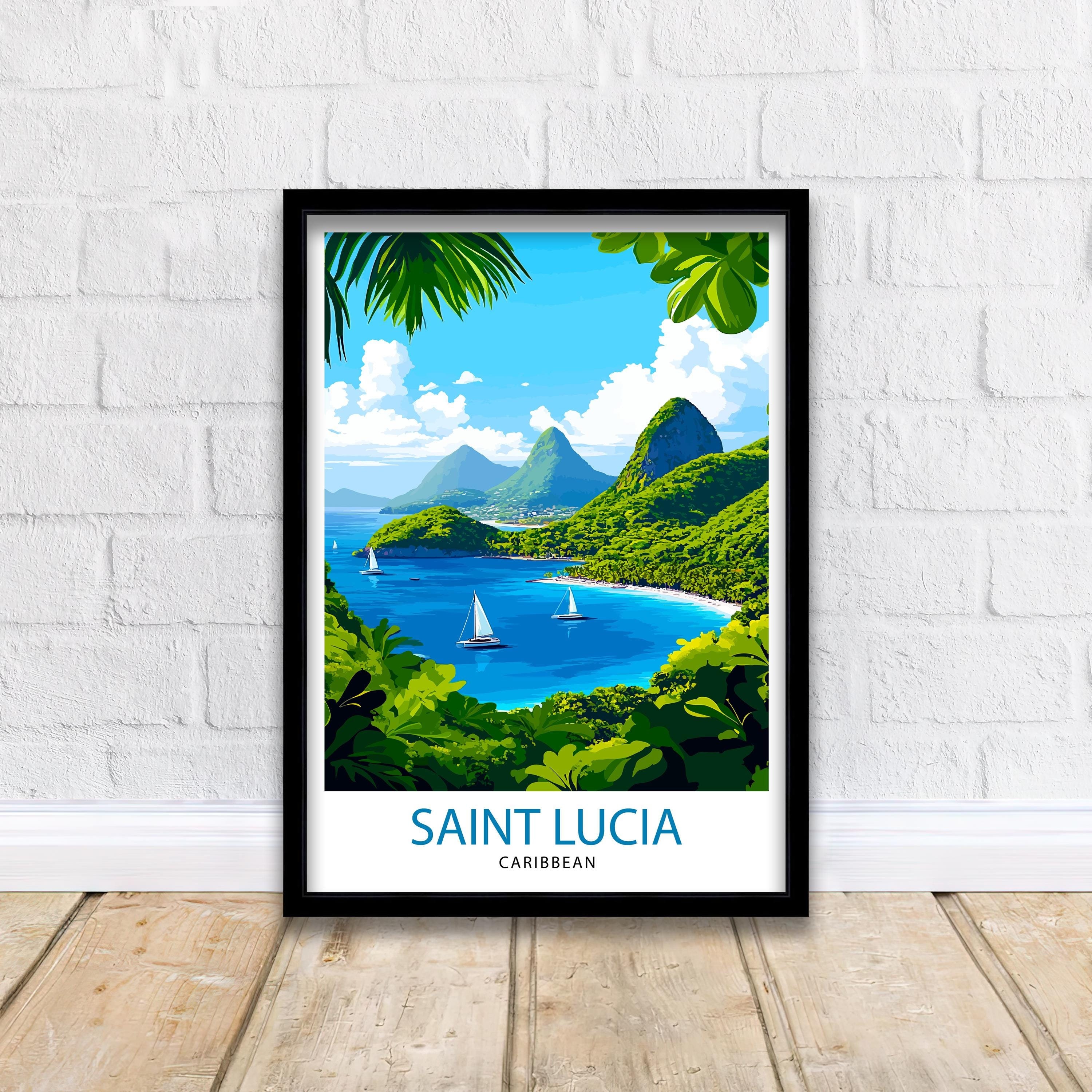 St. Lucia Caribbean Travel Print Wall Decor Wall Art St. Lucia Wall ...