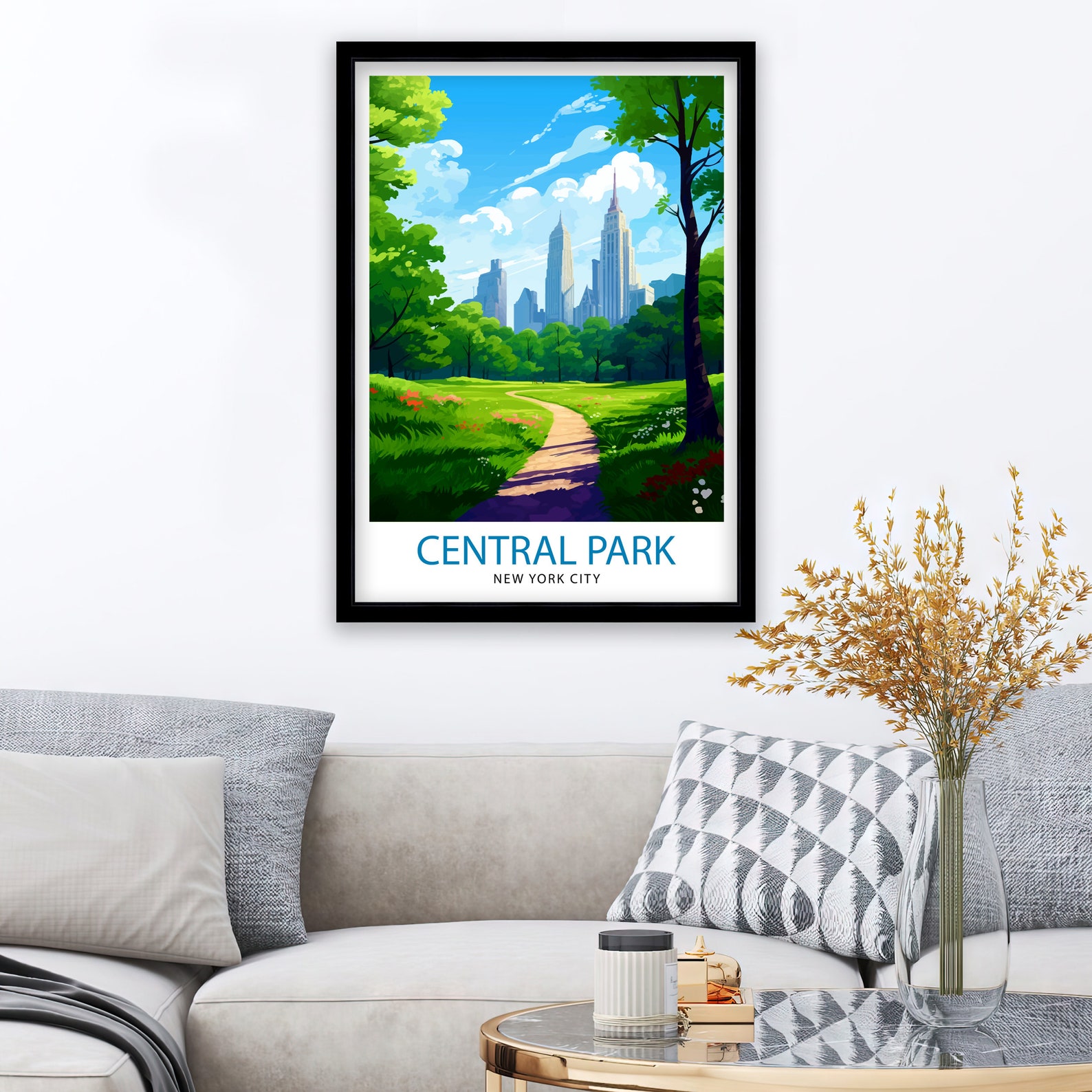 Central Park New York Travel Print| Central Park Wall Decor Central ...