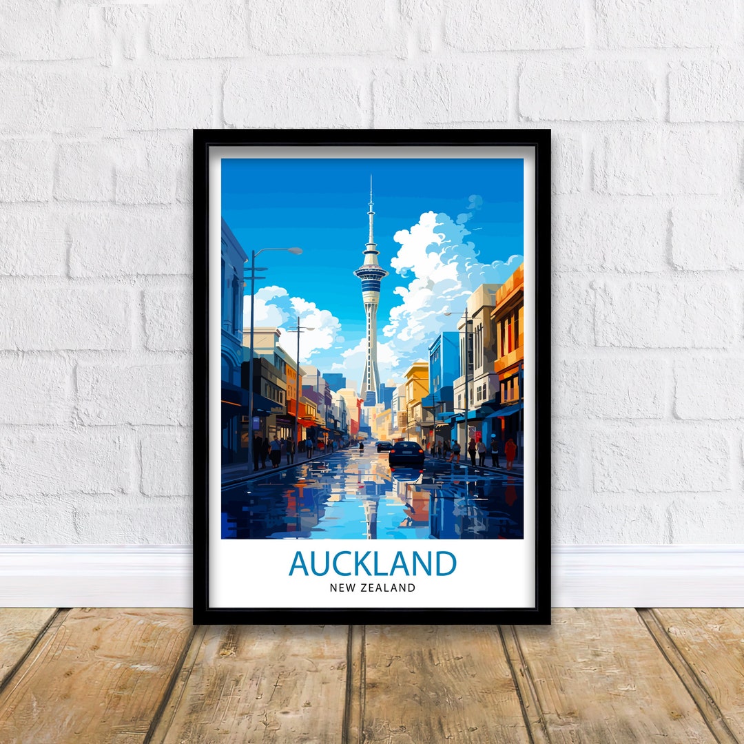 Auckland New Zealand Travel Print Auckland Wall Decor Vibrant City ...