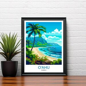 Oahu Hawaii Travel Print Wall Decor Wall Art Oahu Wall Hanging Home ...