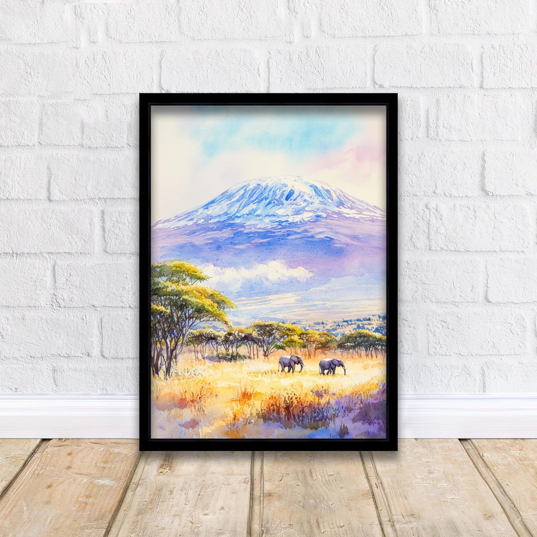 Mount Kilimanjaro Watercolor Painting African Landscape Art Kilimanjaro ...
