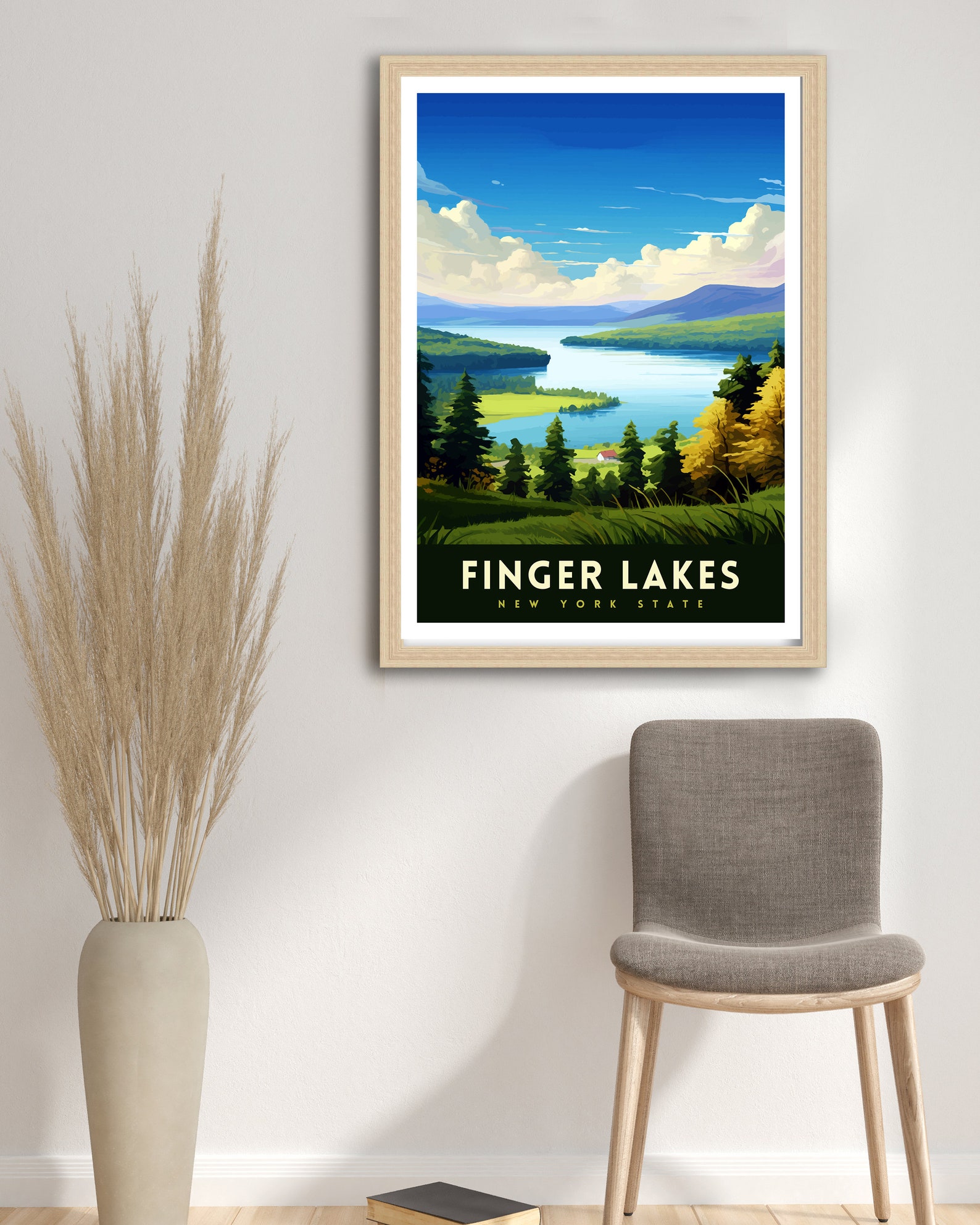 Finger Lakes New York State Travel Print| Finger Lakes Wall Decor ...