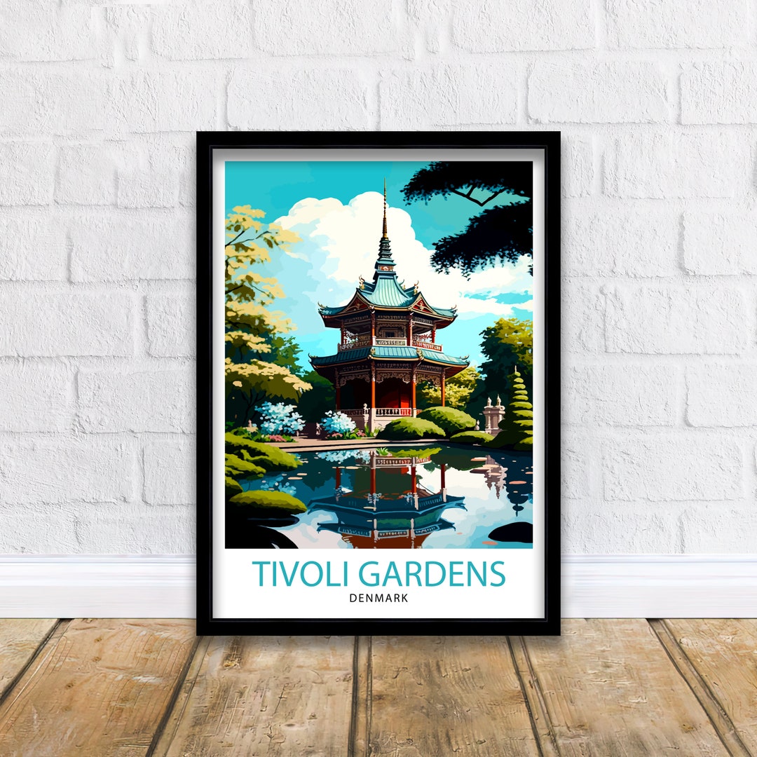 Tivoli Gardens Travel Print Tivoli Wall Decor Denmark Travel Poster ...