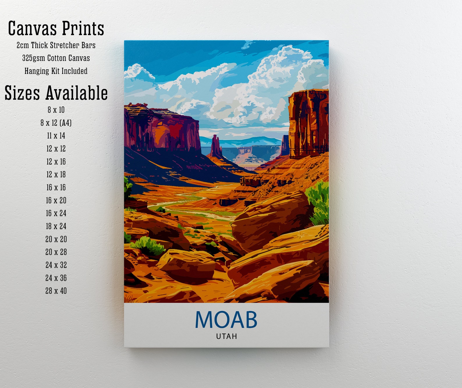 Moab Utah Travel Print Wall Decor Wall Art Moab Wall Hanging Home Décor ...