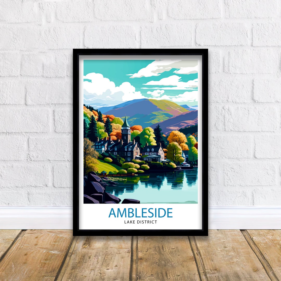 Ambleside Lake District Travel Print Lake District Wall Decor Ambleside ...