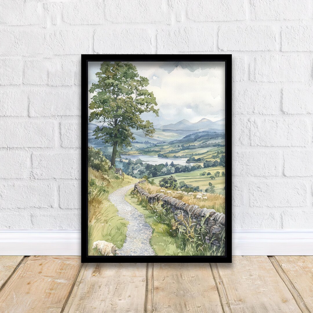 Hawkshead Lake District Watercolor Art Print, Beatrix Potter Painting ...