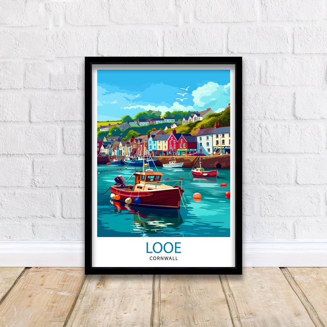 Looe Cornwall Travel Print Looe Wall Decor Looe Home Living Decor Looe ...