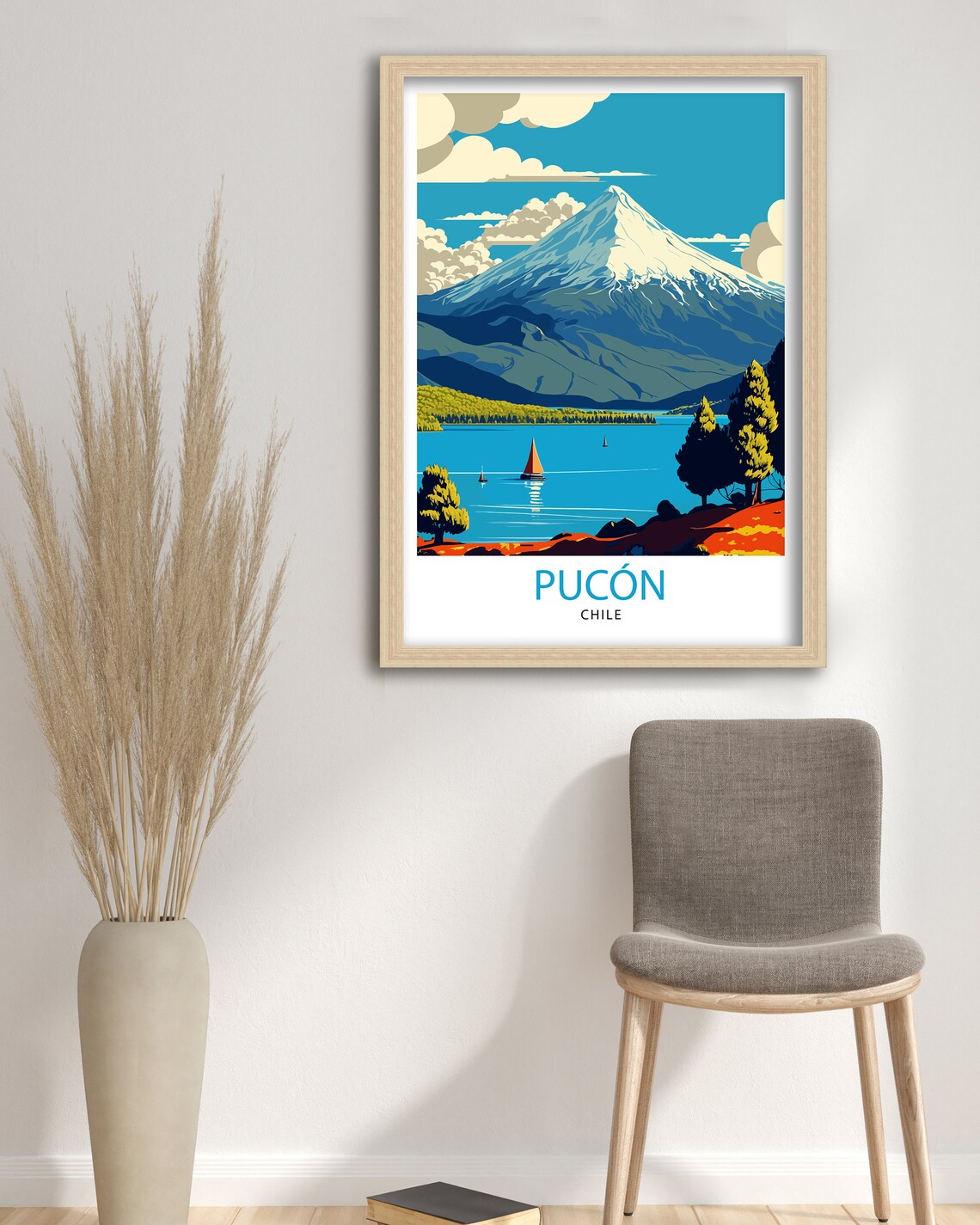 Pucon Chile Travel Print , Pucon Wall Art Chilean Landscape Decor ...
