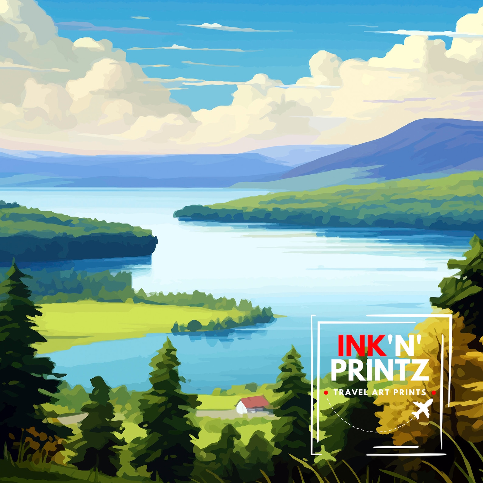 Finger Lakes New York State Travel Print| Finger Lakes Wall Decor ...