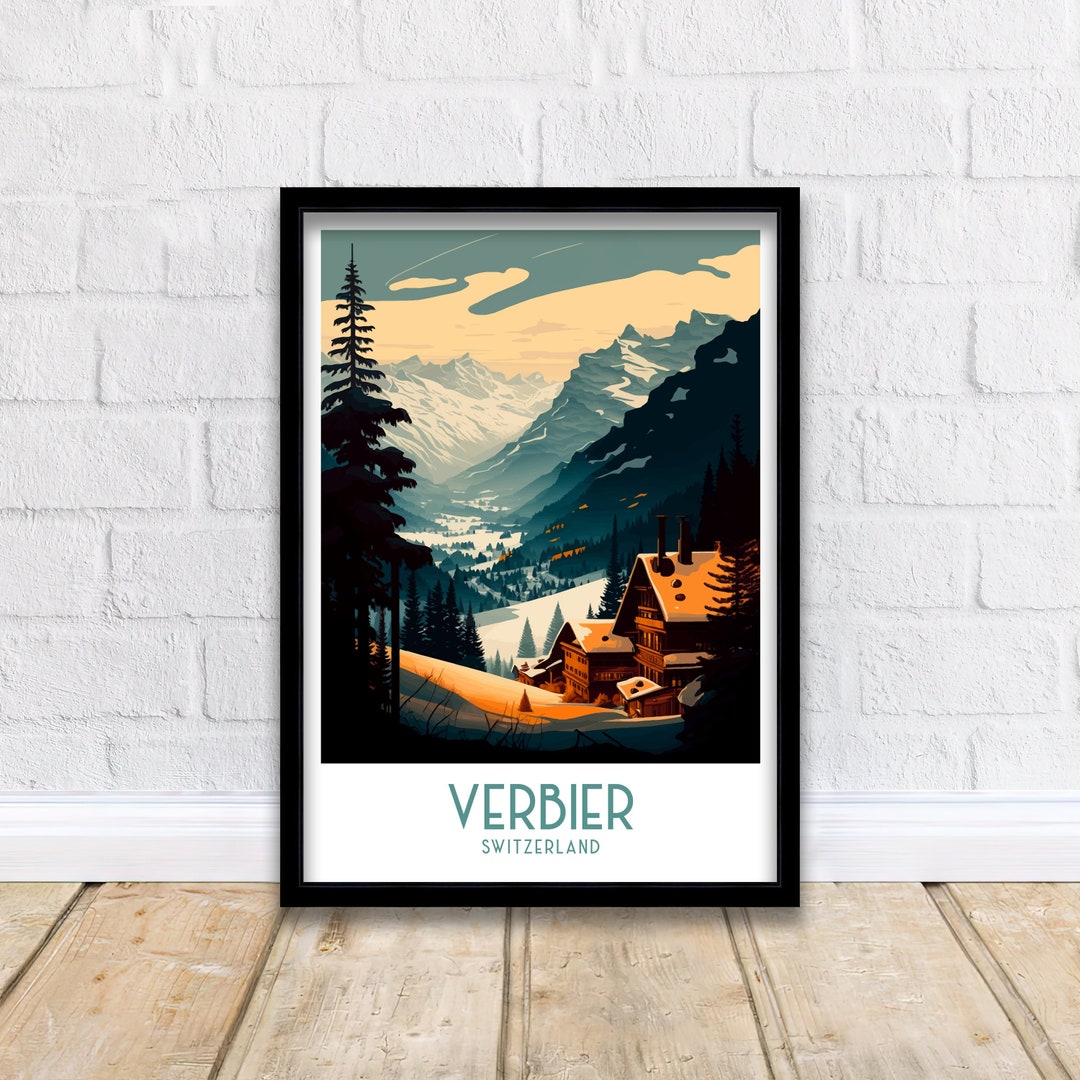 Verbier Ski Print | Ski Print| Ski Poster| Verbier Poster| Verbier Ski ...