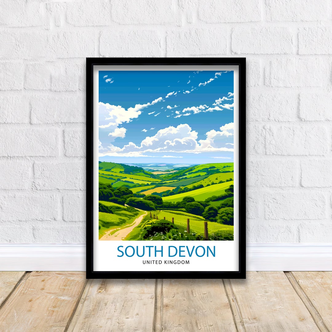 South Devon England Travel Print Wall Decor Wall Art South Devon Wall ...