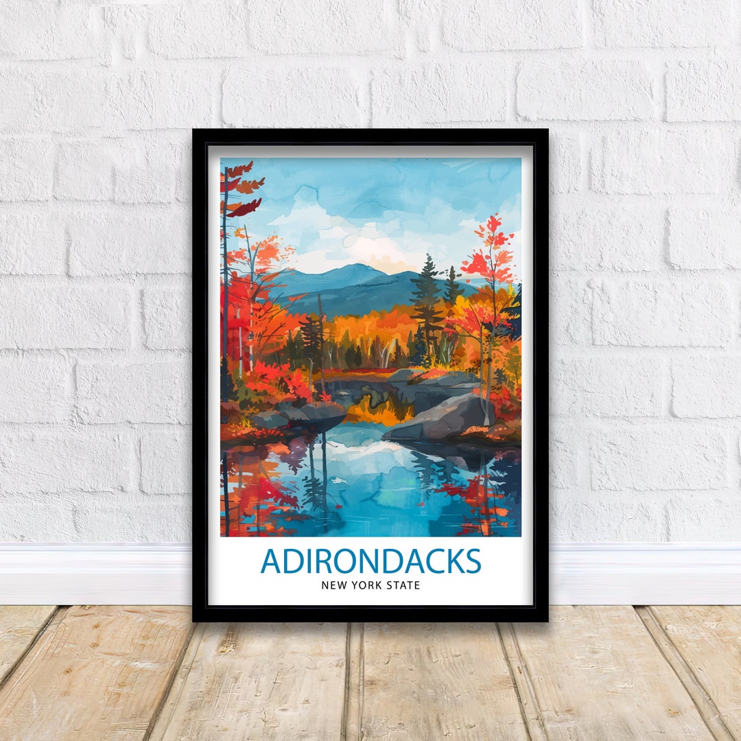 Adirondack Mountains New York Travel Print Wall Decor Wall Art ...
