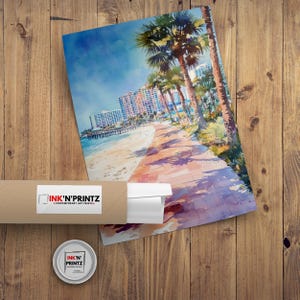 Clearwater Beach Watercolor Painting Florida Beach Art Clearwater Print ...