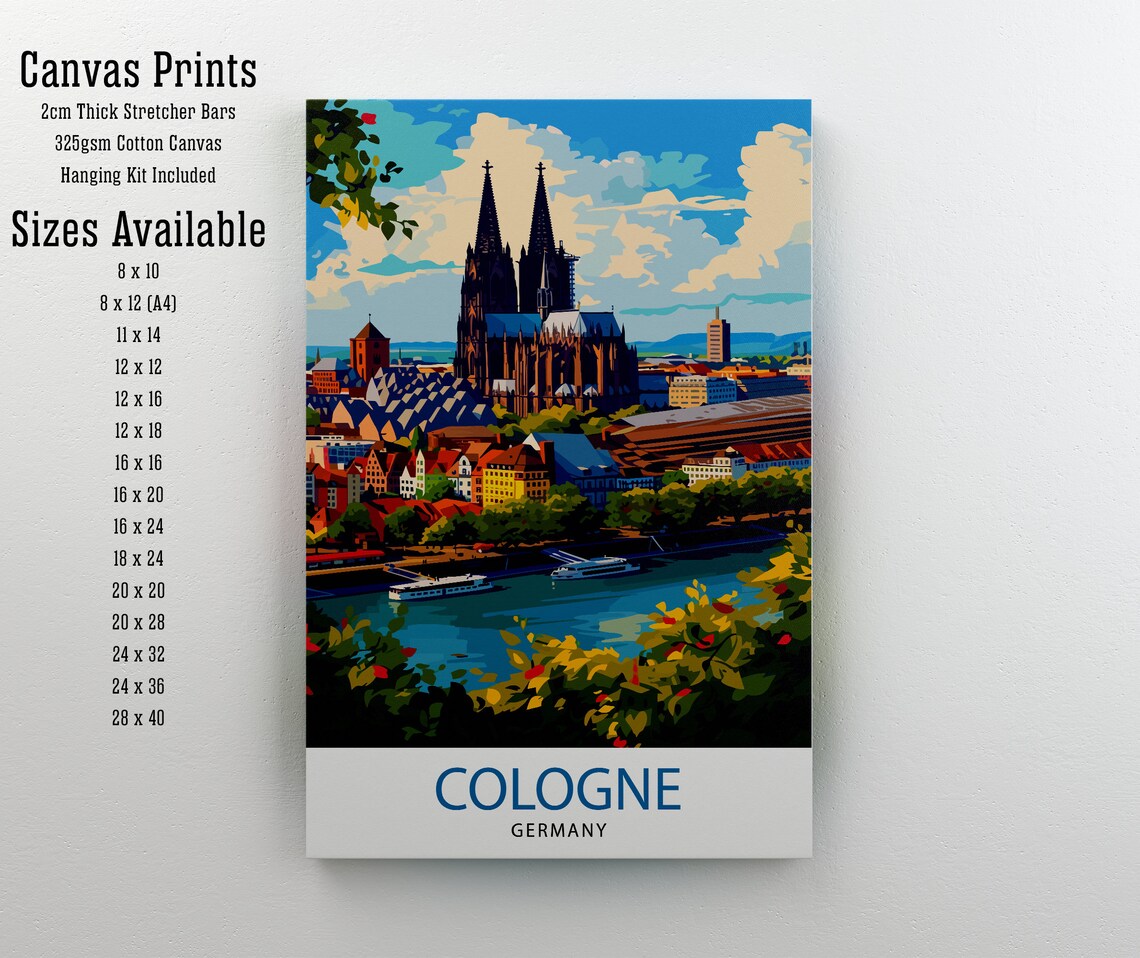 Cologne Germany Travel Print , Cologne Wall Decor, Cologne Home Living ...