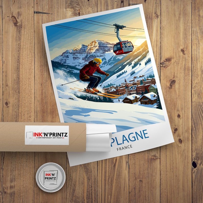 La Plagne Ski Resort Poster Print France Wall Art Mountain Landscape ...