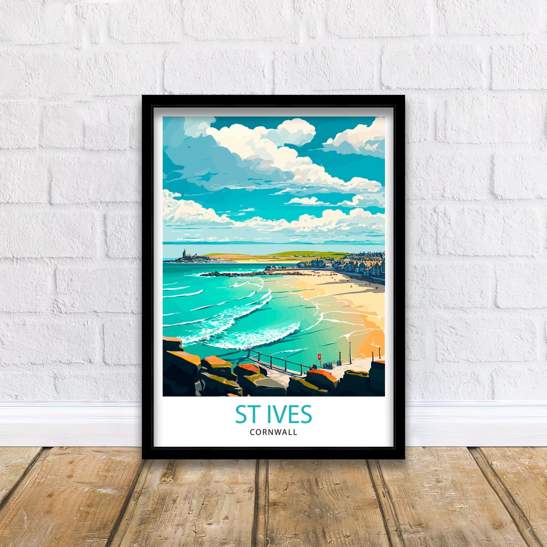 St Ives Cornwall Travel Print St Ives Wall Art St Ives Illustration ...