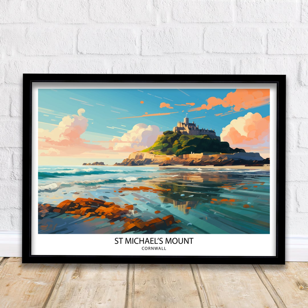 St Michaels Mount Cornwall Print Historical Island Art Cornish Castle ...
