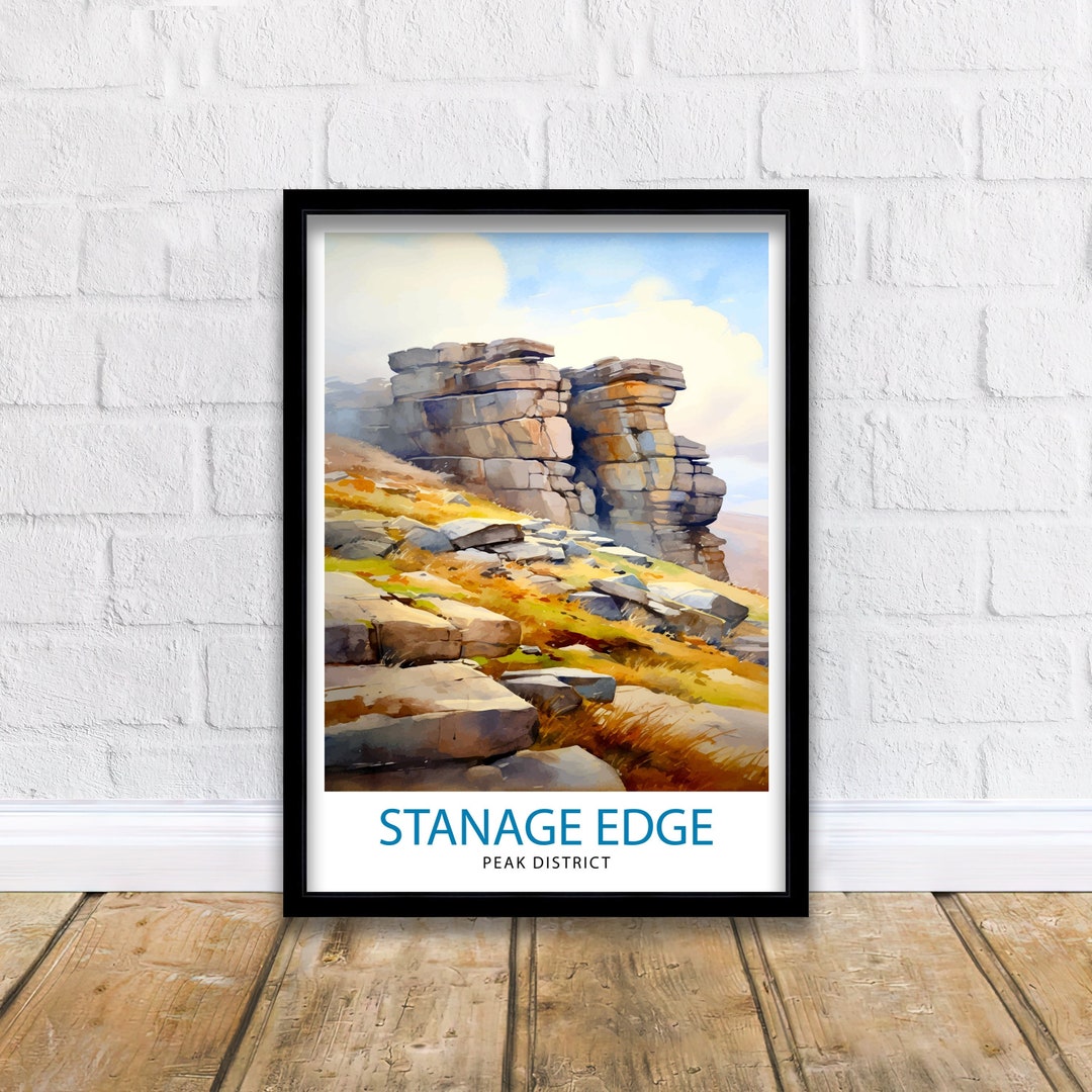 Stanage Edge Print Peak District Art Climbing Wall Decor England ...