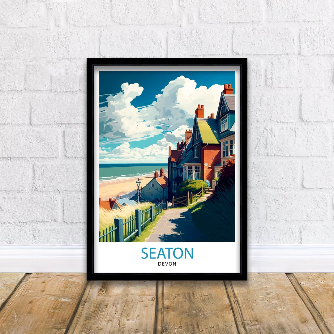 Seaton Devon Travel Print Seaton Wall Art Seaton Illustration Seaton ...