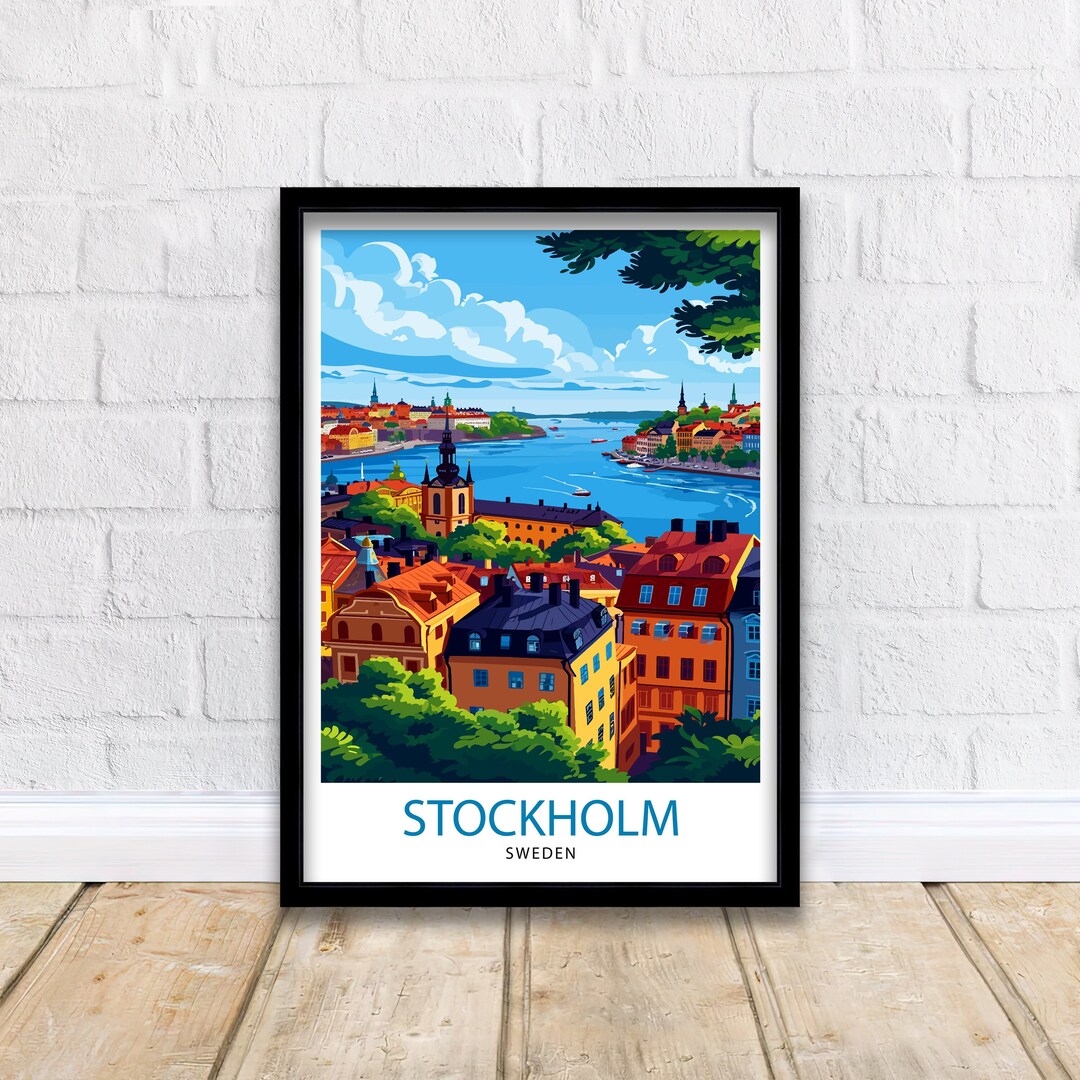 Stockholm Sweden Travel Print Stockholm Wall Art Sweden Illustration ...