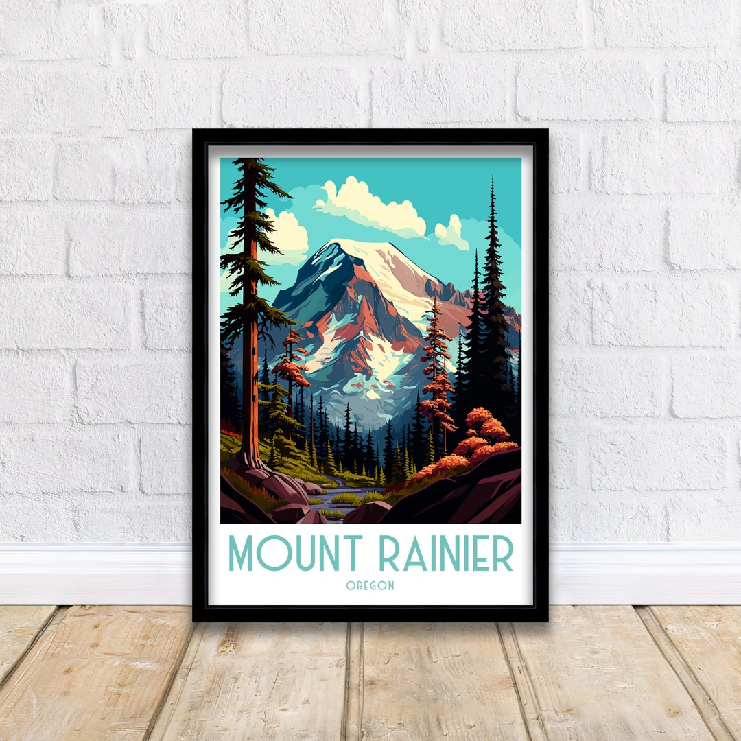 Mount Rainier Travel Print| Washington Wall Decor USA Travel Prints ...