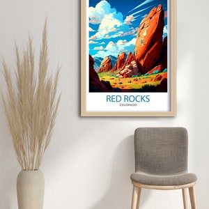 Red Rocks Colorado Travel Poster Colorado Wall Decor Red Rocks Art ...