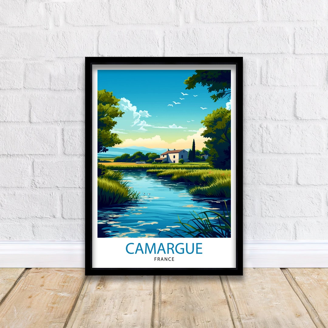 Camargue France Print Wild Wetlands Art Provence Nature Poster Flamingo ...