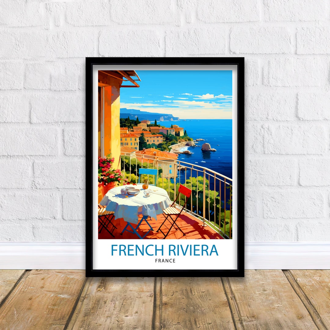 French Riviera Travel Print Riviera Wall Decor French Riviera Poster ...