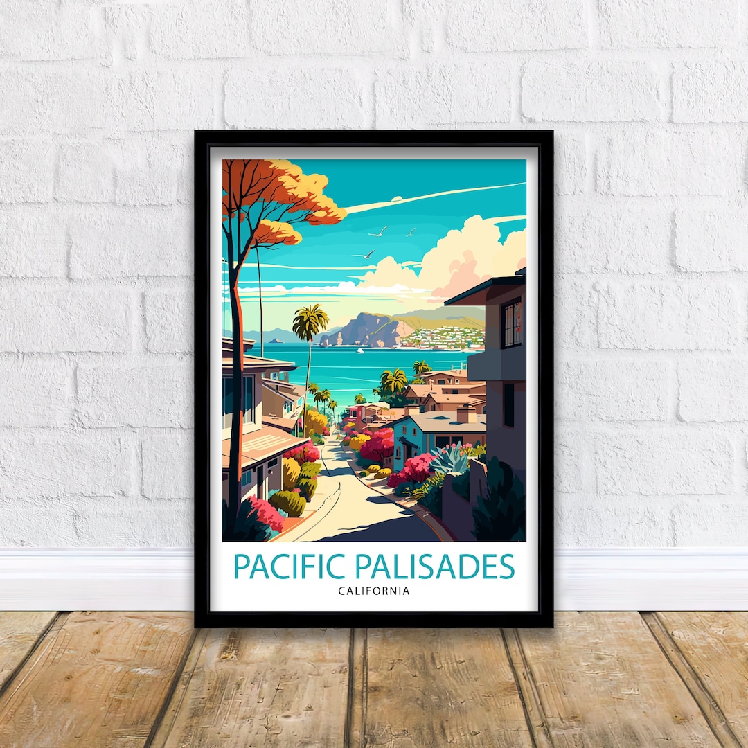Pacific Palisades Travel Print California Wall Decor Pacific Palisades ... Pacific Palisades Travel Print California Wall Decor Pacific Palisades ...