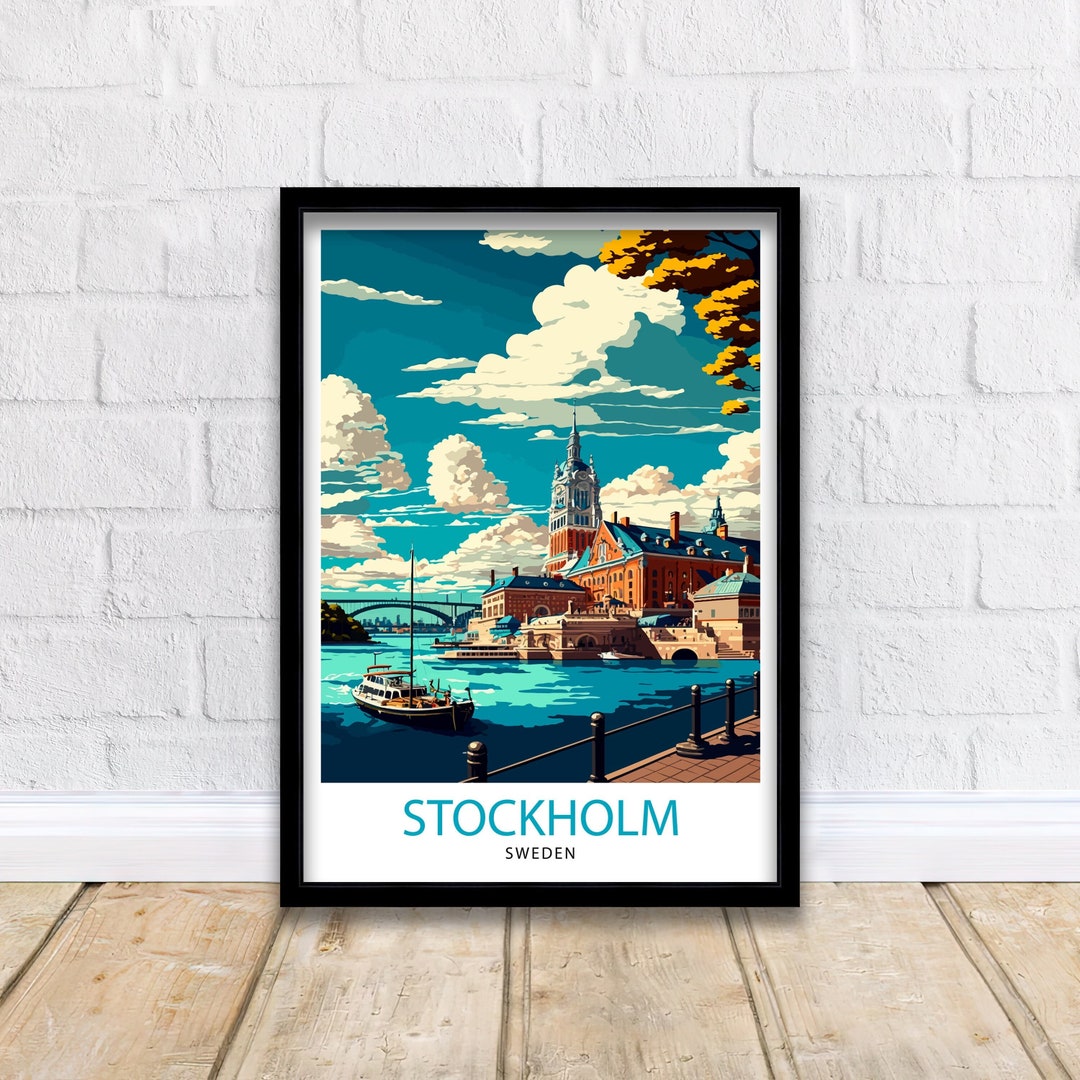 Stockholm Sweden Travel Print Stockholm Wall Art Sweden Illustration ...