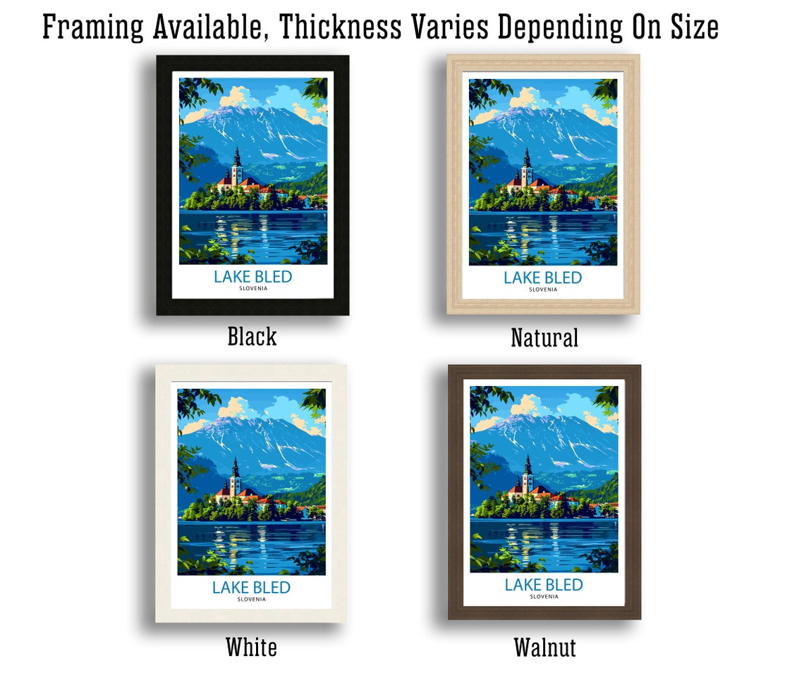 Lake Bled Slovenia Travel Poster Alpine Lake Art Bled Castle Print ...