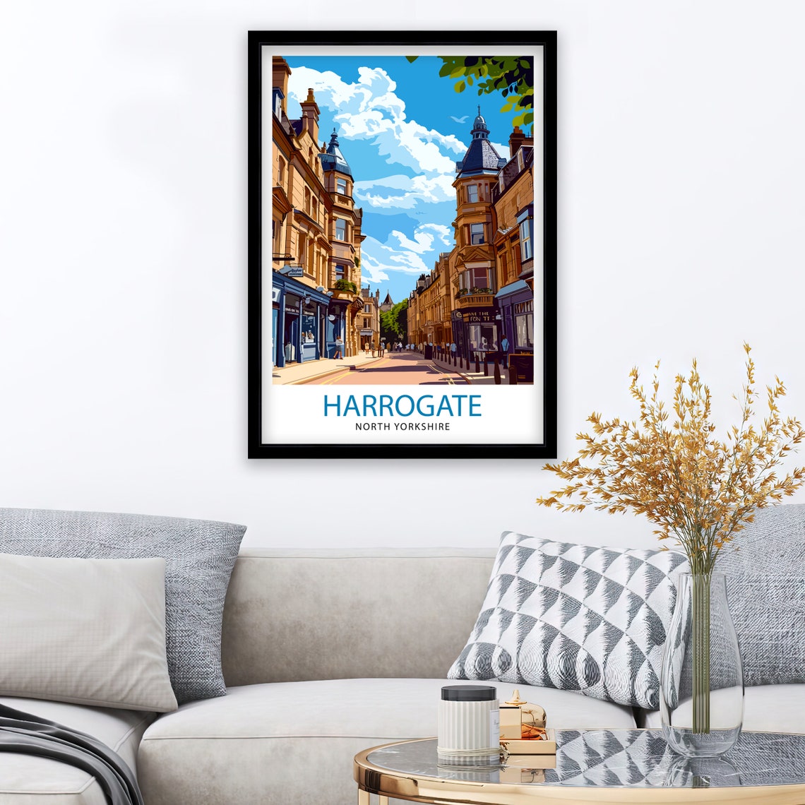 Harrogate Yorkshire Print English Spa Town Art Victorian Architecture ...