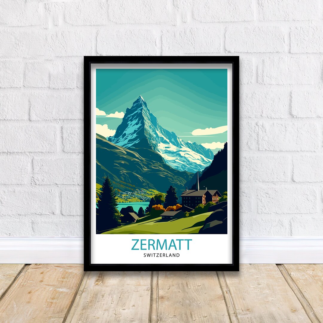 Zermatt Switzerland Travel Print Zermatt Wall Art Zermatt Home Decor ...