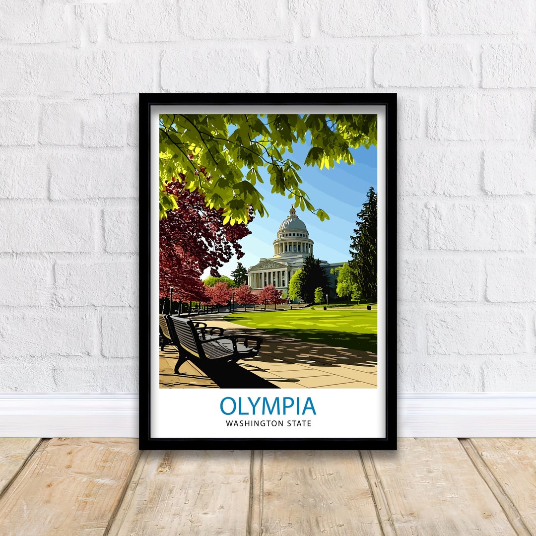 Olympia Washington State Print Capital City Art Puget Sound Landscape ...