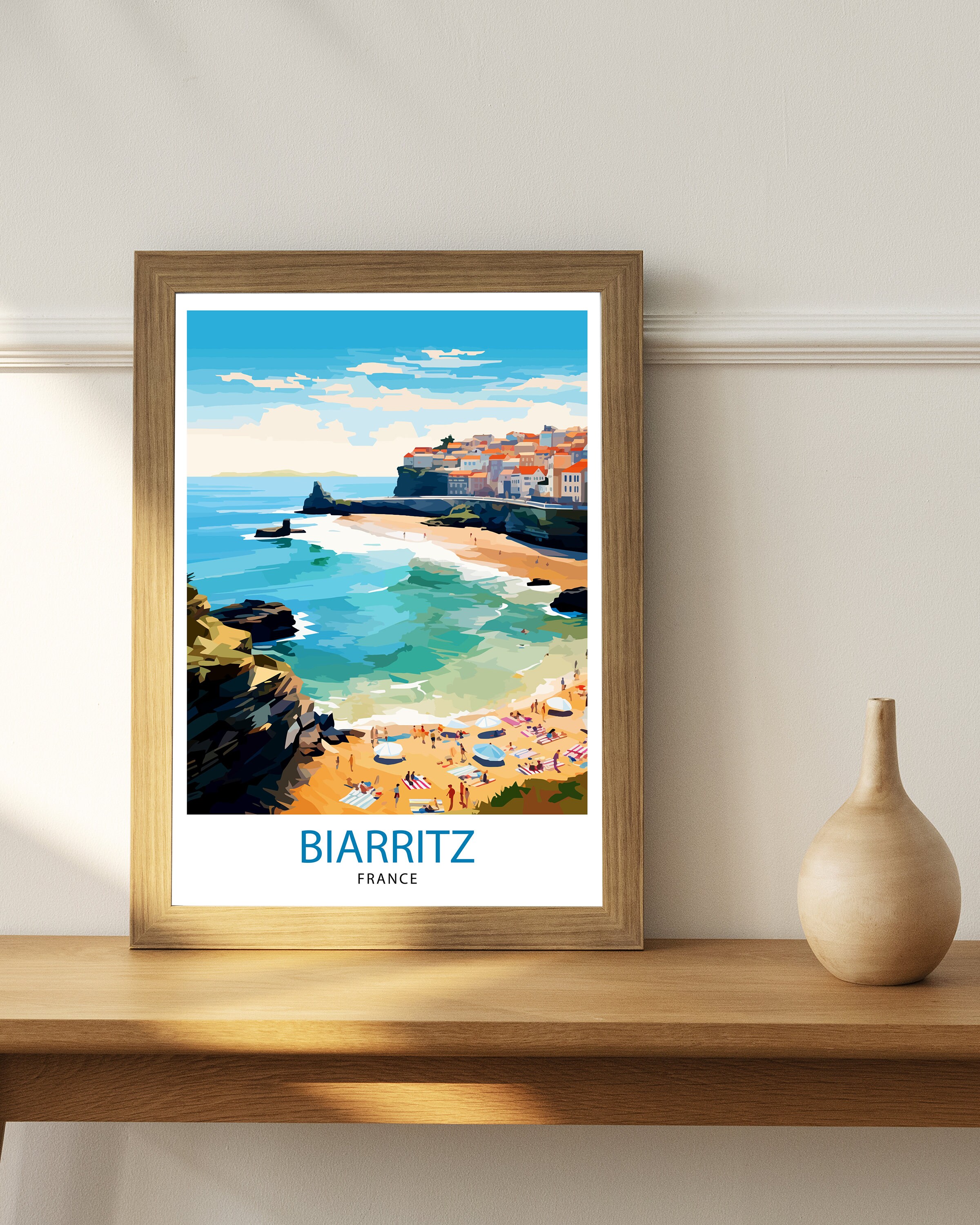 Voyage Vintage Rétro Biarritz Poster vendu par Denisa Scallop | SKU ...