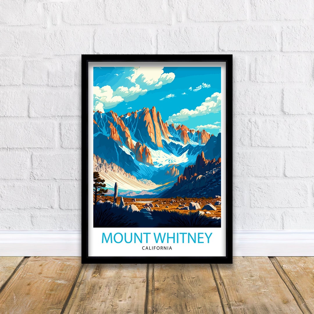 Mount Whitney Travel Print| Mountain Wall Art California Nature Decor ...
