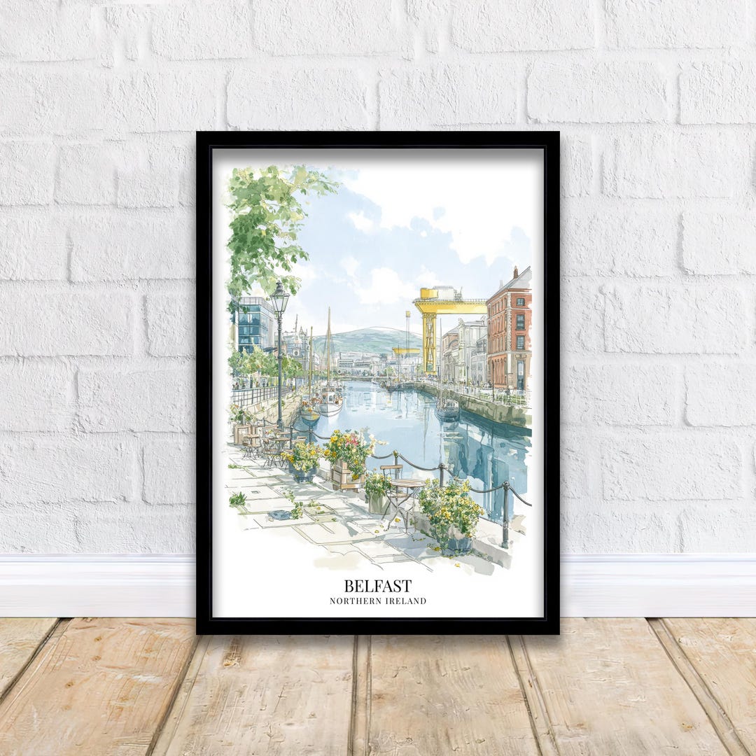 Belfast Watercolor Painting Northern Ireland Art Belfast Print Scenic ...